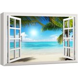 wall26 Canvas Print Wall Art Window View Snowy Winter Wonderland Finch ...