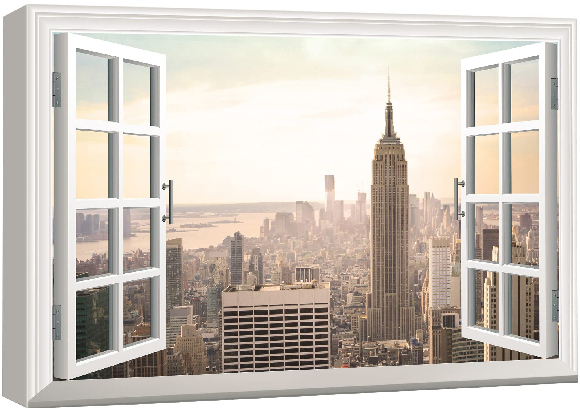 wall26 Canvas Print Wall Art Window View of New York City at Dawn ...
