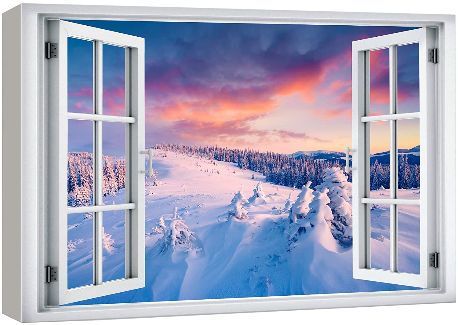 wall26 Canvas Print Wall Art Window View Sunset Aerial Snow Mountain ...