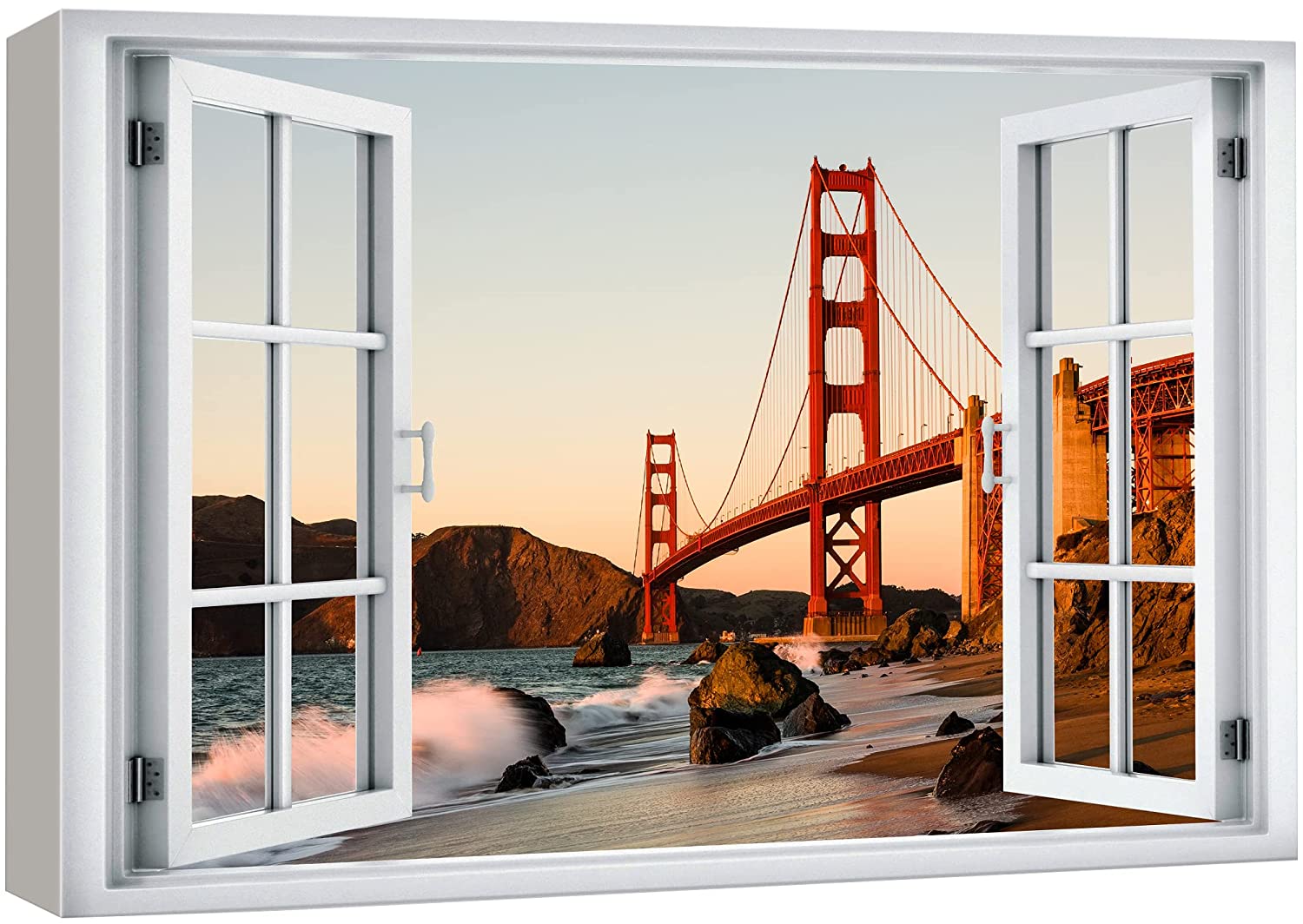 wall26 Canvas Print Wall Art Window View Sunset San Francisco Golden ...