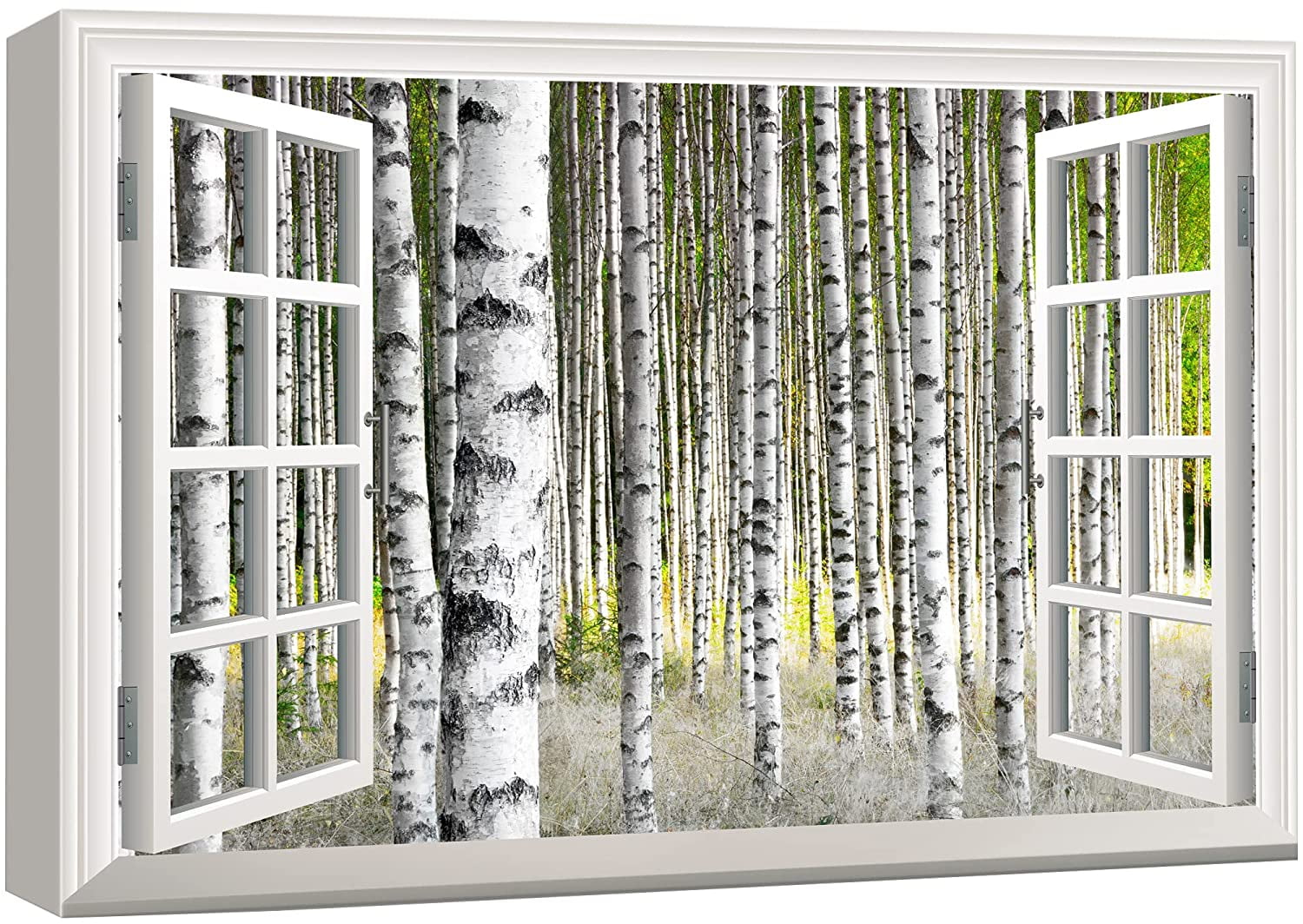 wall26 Canvas Print Wall Art Window View of White Birch Tree Forest ...