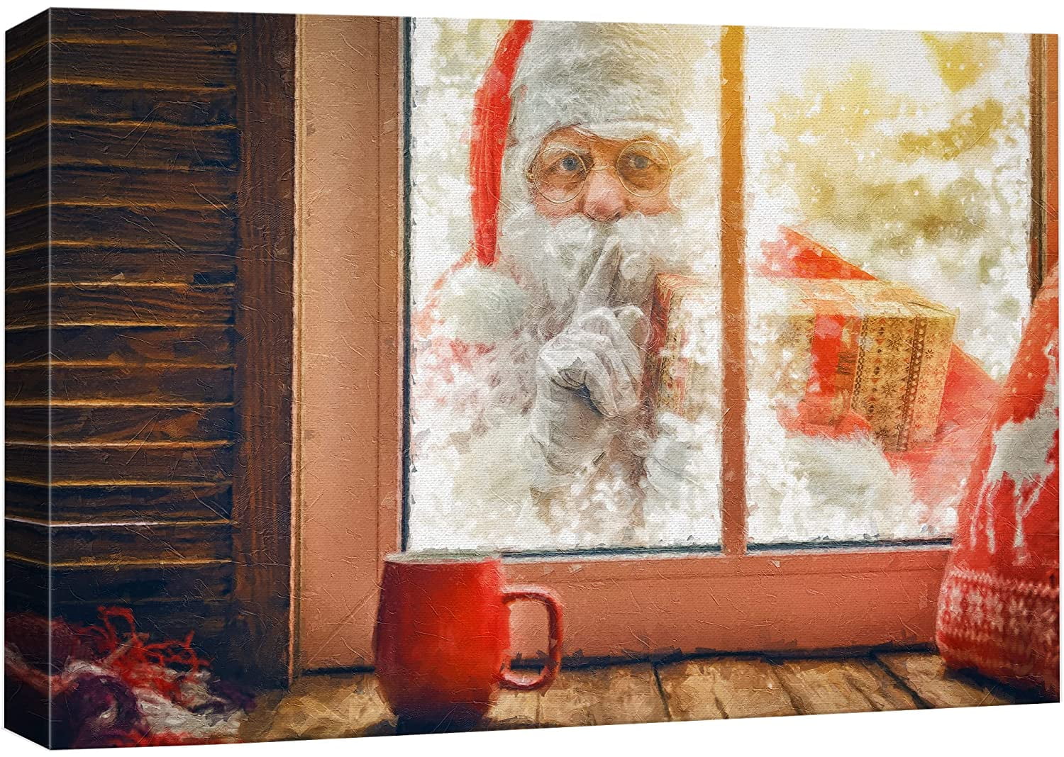 wall26 Canvas Print Wall Art Window View Winter Frost Santa Claus ...