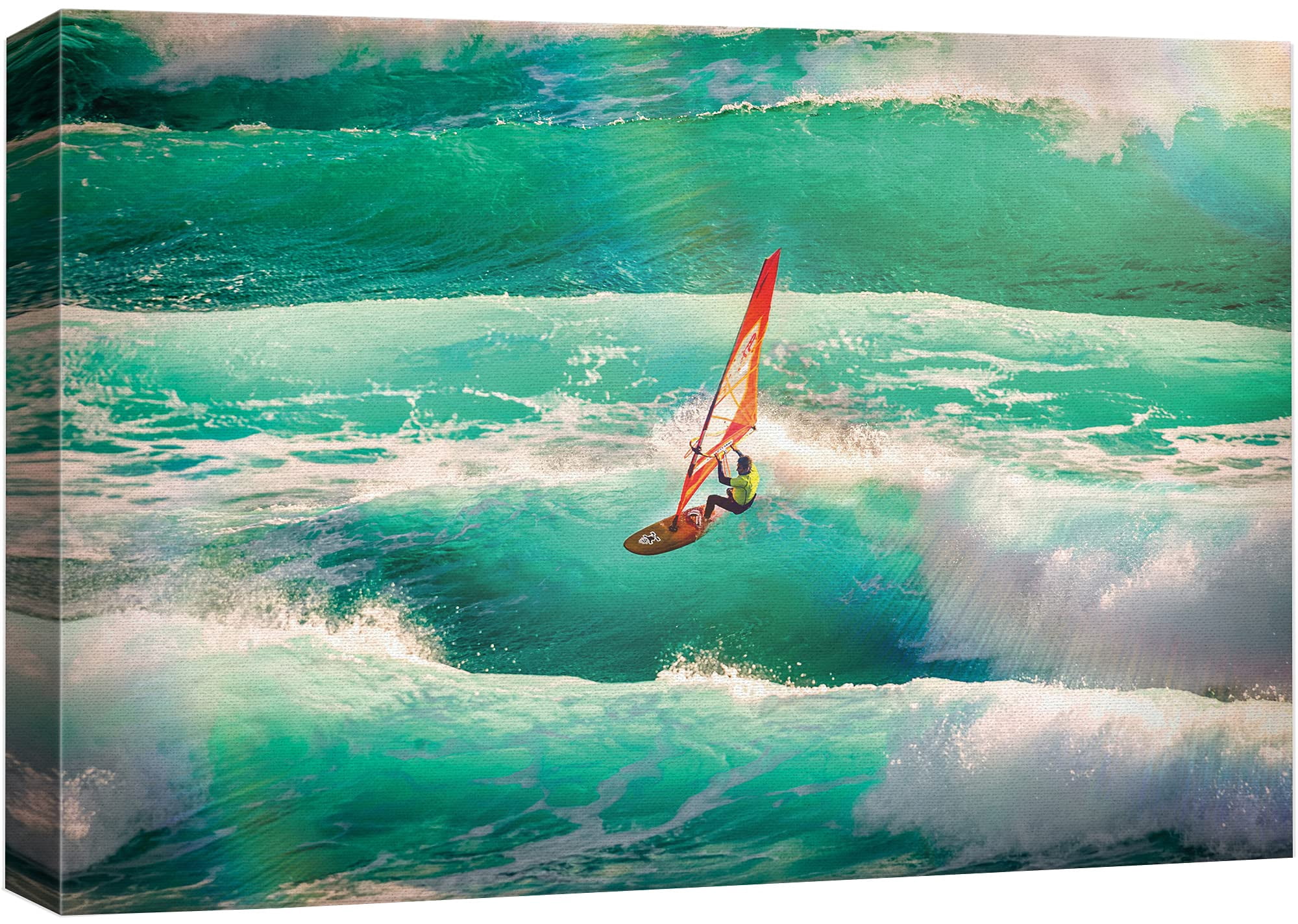 wall26 Canvas Print Wall Art Windsurfer on The Teal Ocean Sports ...