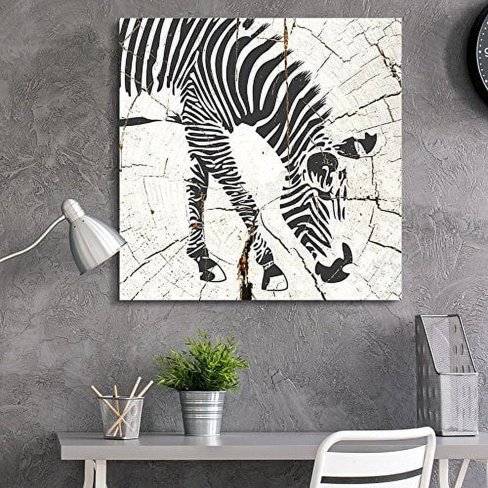 wall26 Canvas Print Wall Art Wood Ring Effect Striped Zebra Animals ...
