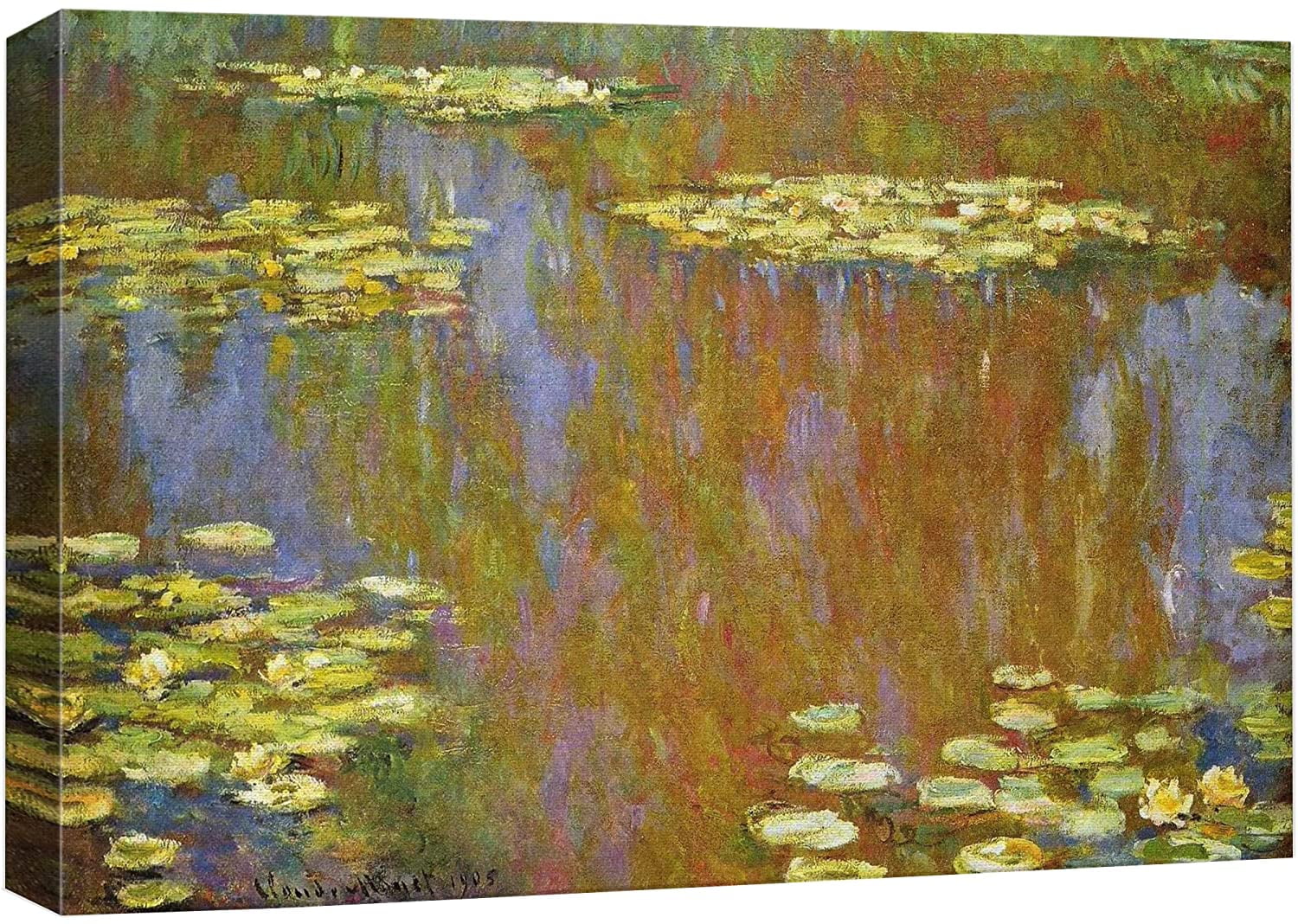 wall26 Canvas Print Wall Art Yellow Water Lily Reflection Claude Monet ...