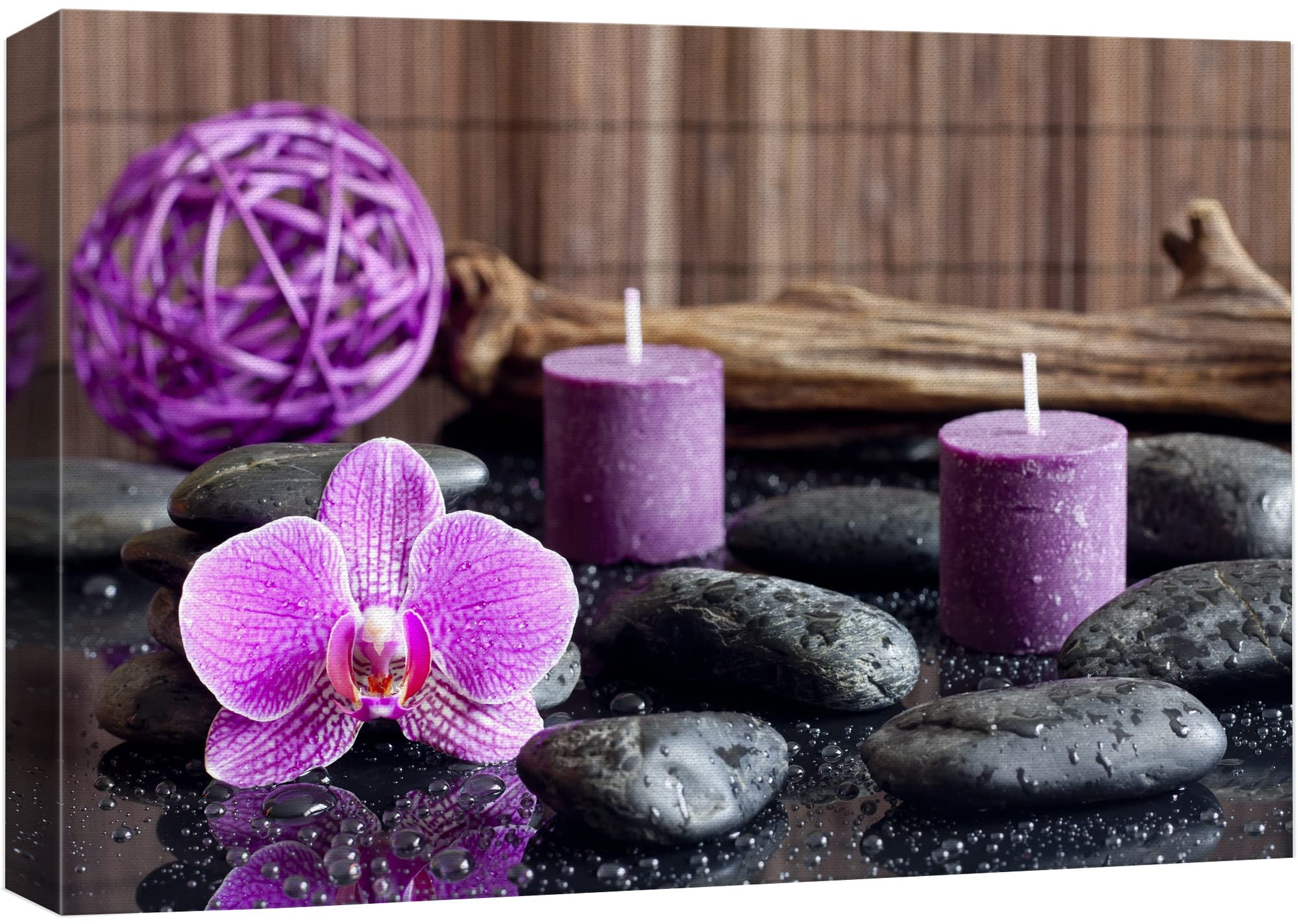 wall26 Canvas Print Wall Art Zen Stones with Purple Orchid and Calming ...