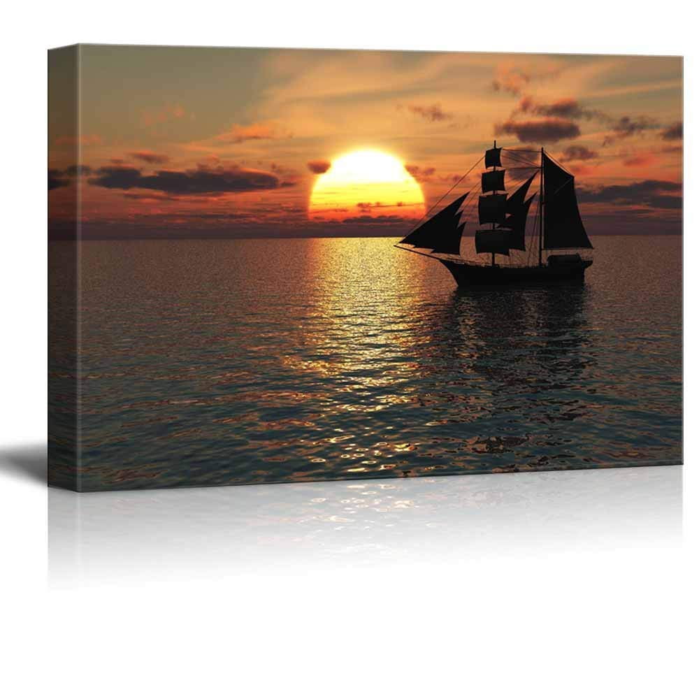 wall26 Canvas Prints Wall Art - An Old Merchant Ship out at Sea at ...