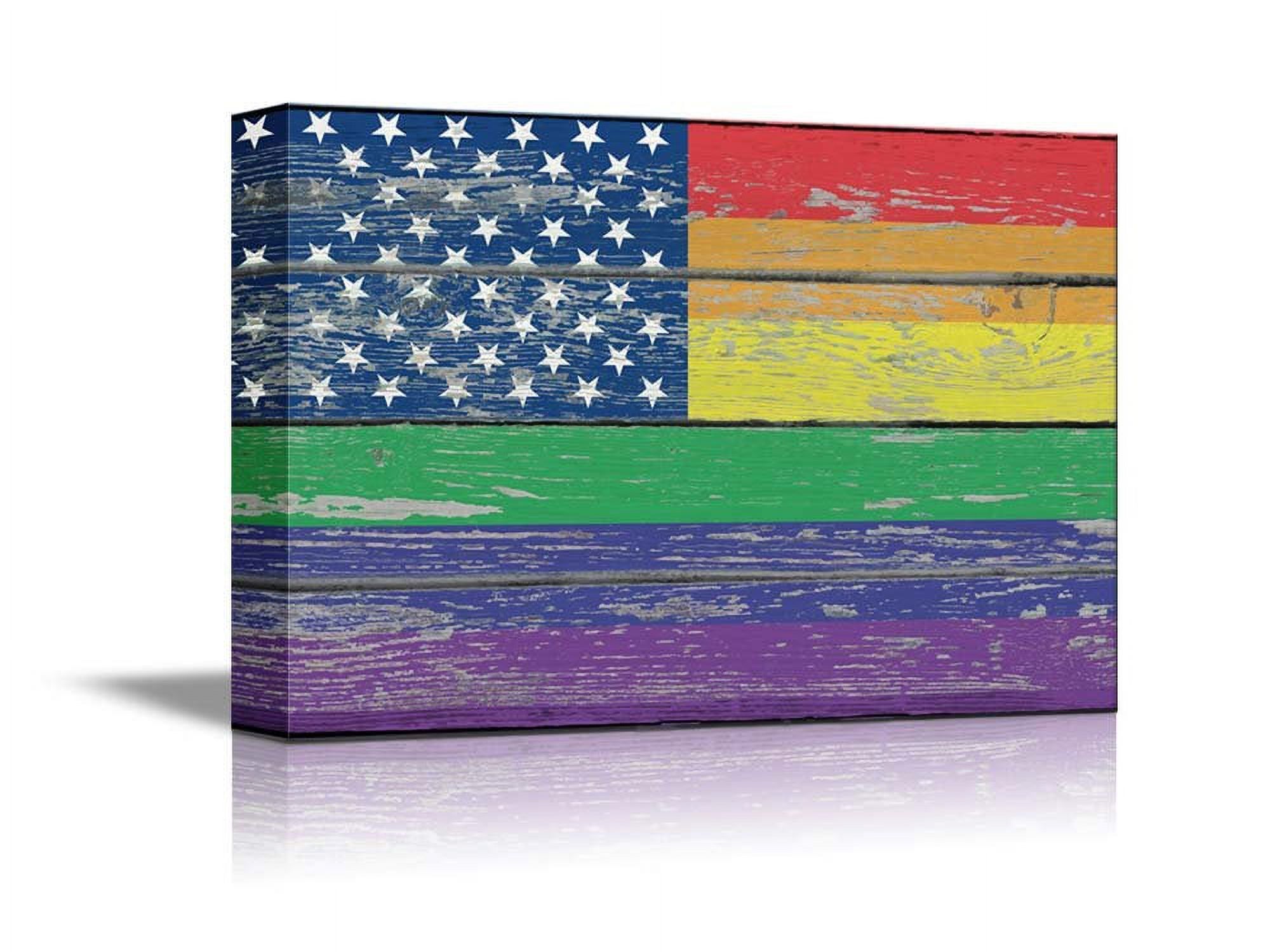 wall26 - Canvas Prints Wall Art - Pride Rainbow USA Flag Gay Pride Flag ...