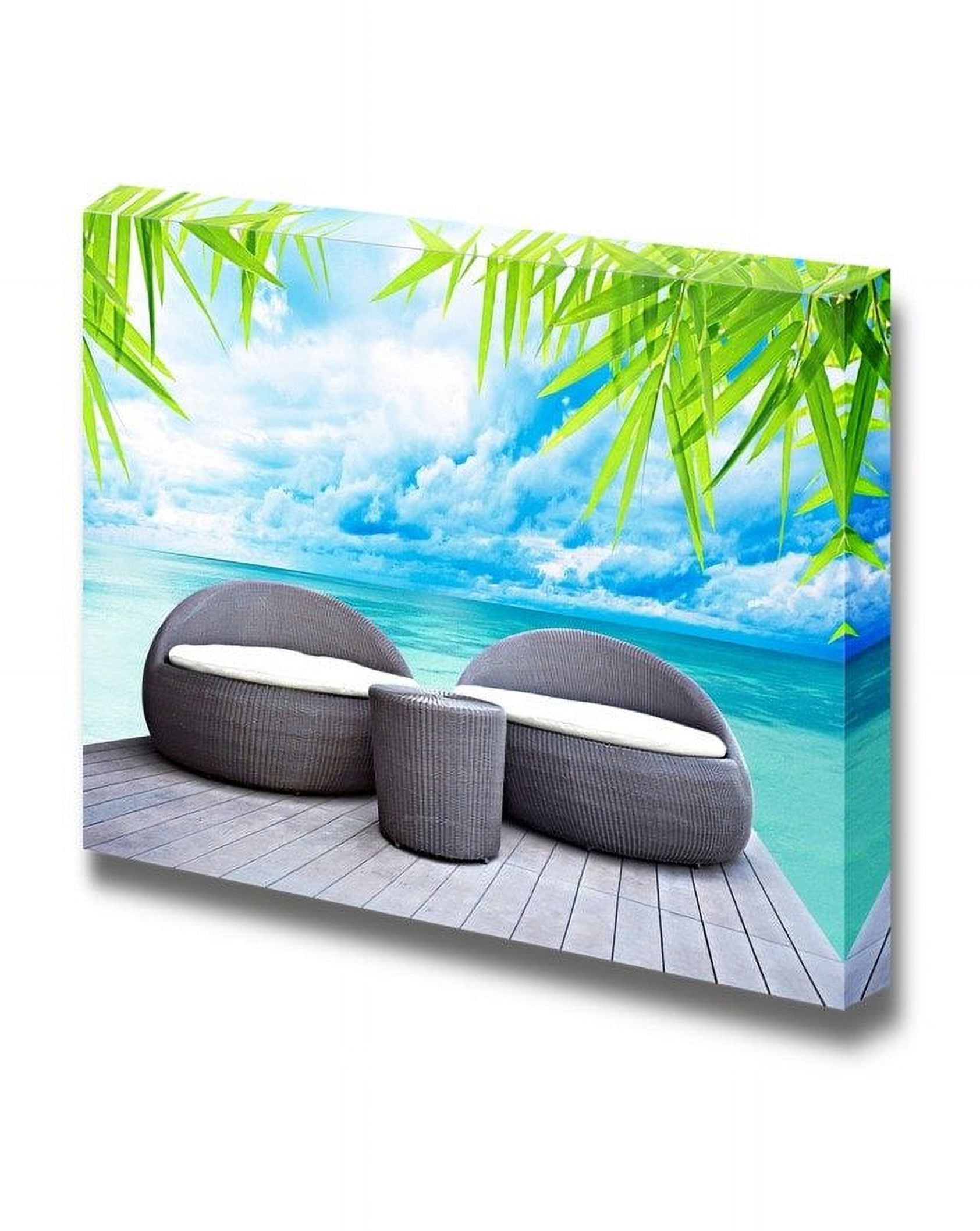 wall26 - Canvas Prints Wall Art - Rattan Seat Lounge Beside The Sea ...