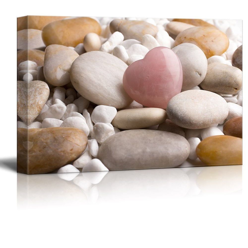 wall26 - Canvas Prints Wall Art - Rose Quartz Heart on Pebbles | Modern ...