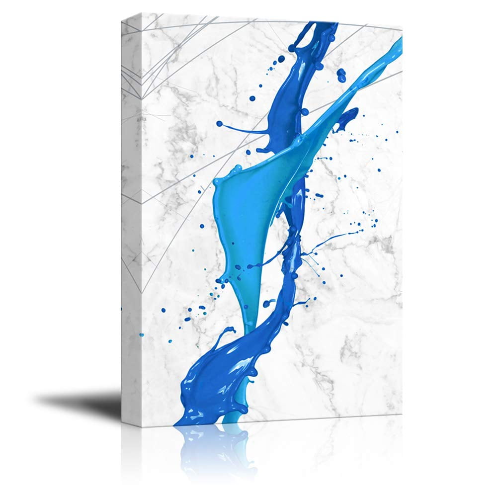 wall26 - Canvas Wall Art - Abstract Blue Acrylic Paint Splash - Giclee ...