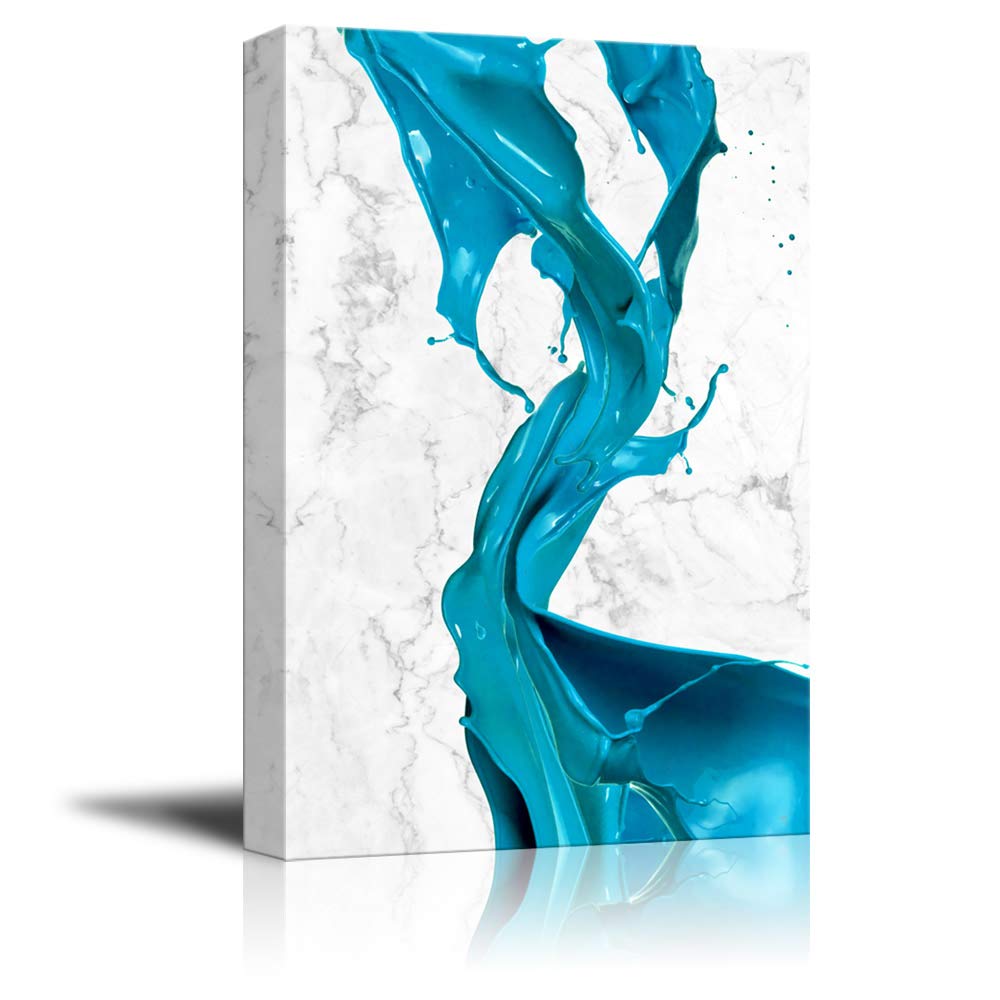 wall26 - Canvas Wall Art - Abstract Blue Acrylic Paint Splash - Giclee ...