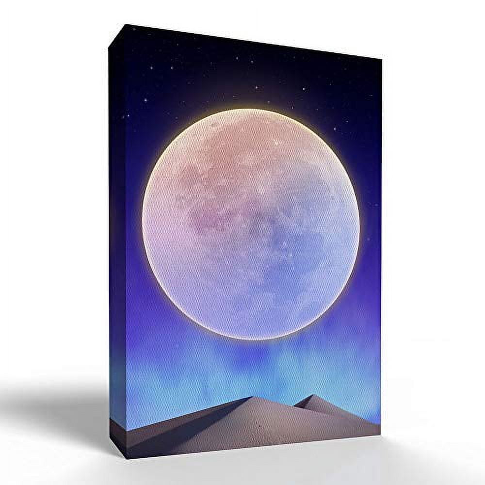 wall26 - Canvas Wall Art - Abstract Blue Moon Prints for Living Room ...