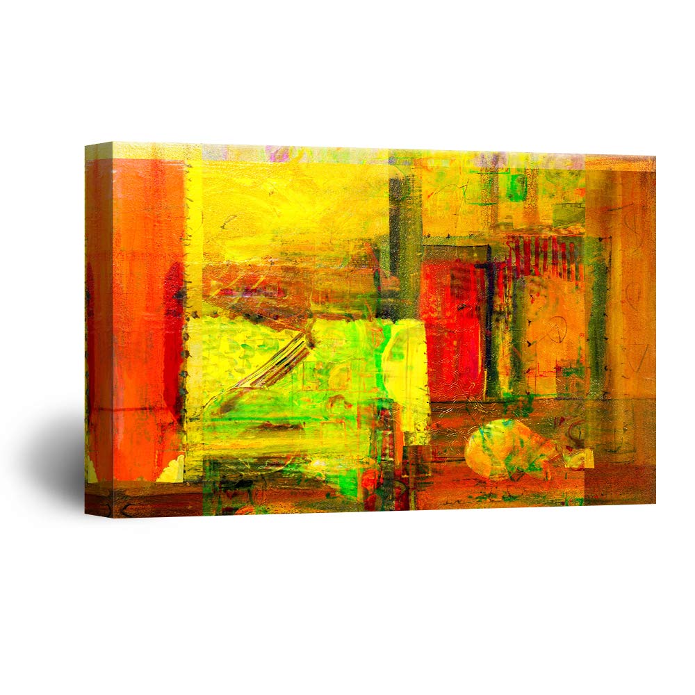 wall26 - Canvas Wall Art - Abstract Golden Painting Color Composition ...