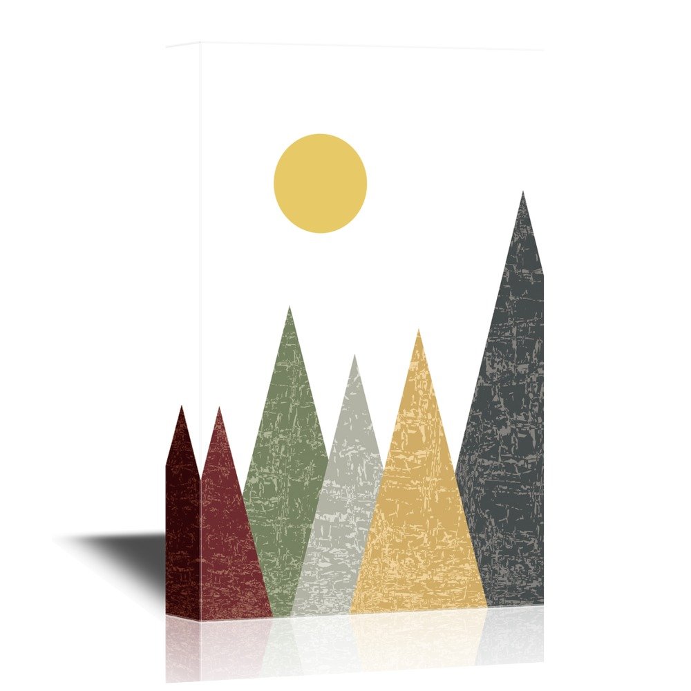 wall26 - Canvas Wall Art - Abstract Mountains and The Sun - Gallery ...