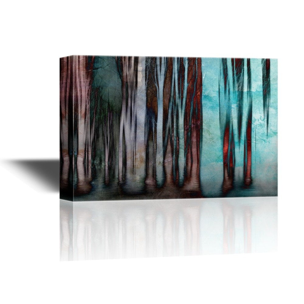 wall26 - Canvas Wall Art - Abstract Mysterious Trees in The Mist ...