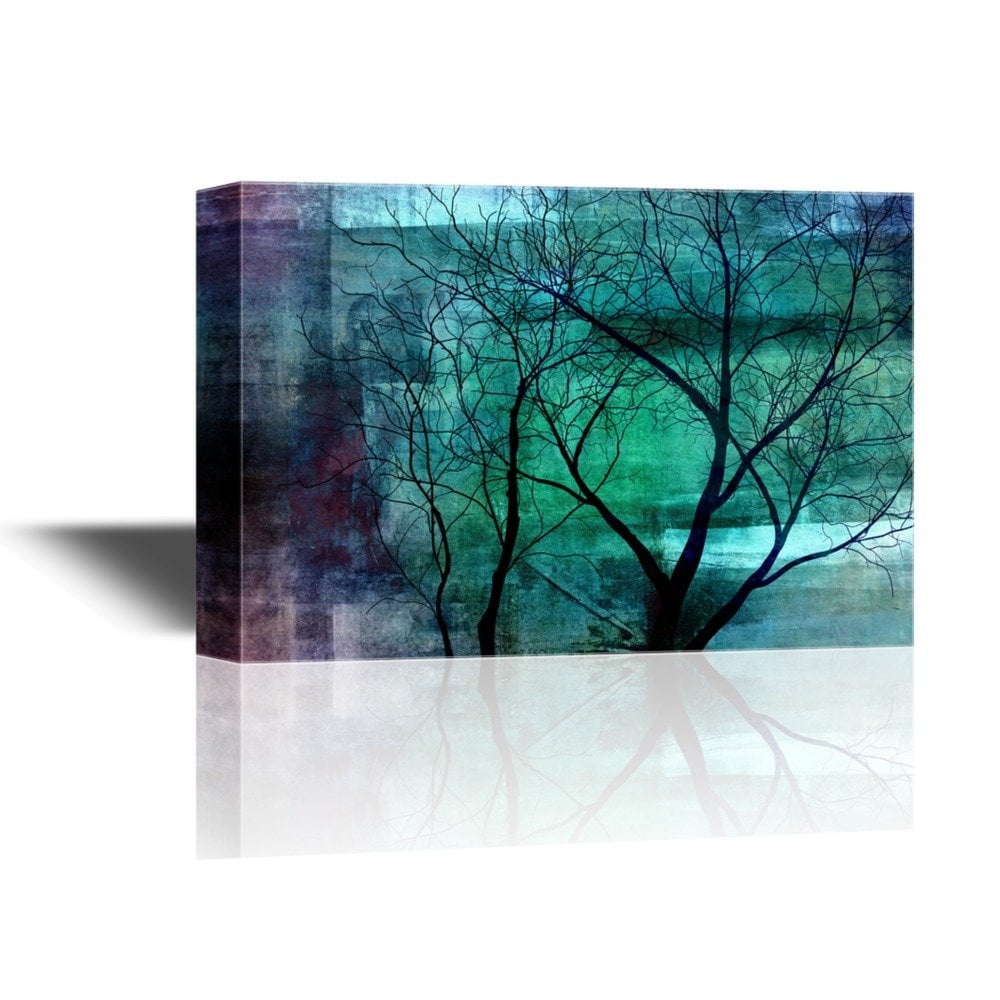 wall26 - Canvas Wall Art - Black Abstract Tree Branches on Abstract ...