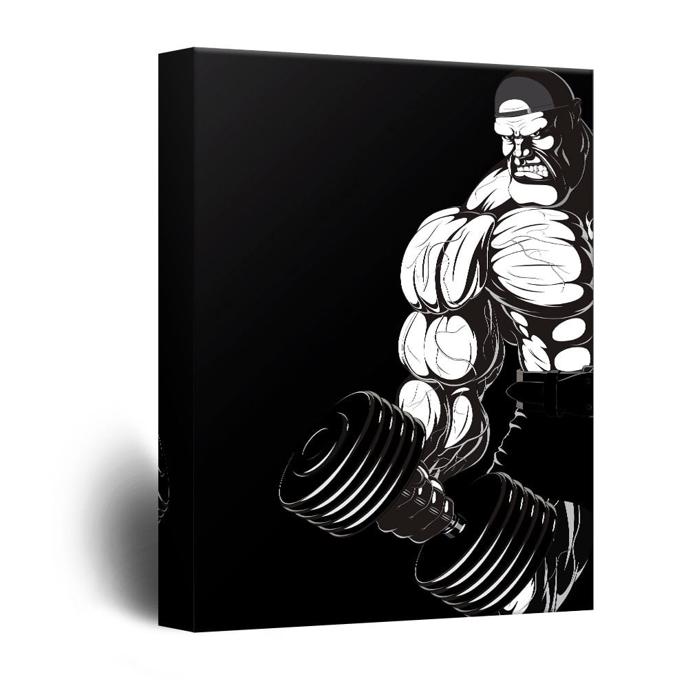 wall26 - Canvas Wall Art - Black White Fitness Body Builder ...