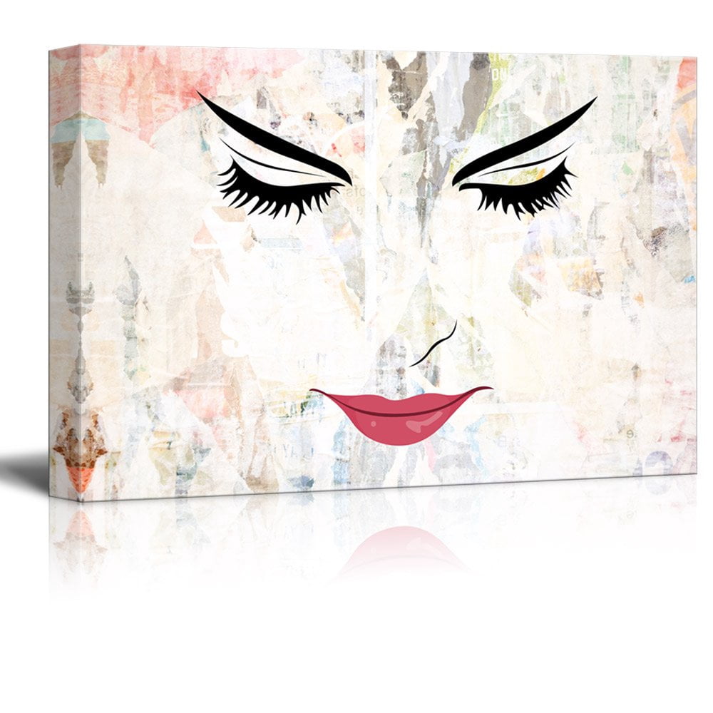 wall26 Canvas Wall Art - Closeup of a Woman's Face with Closed Eyes and ...