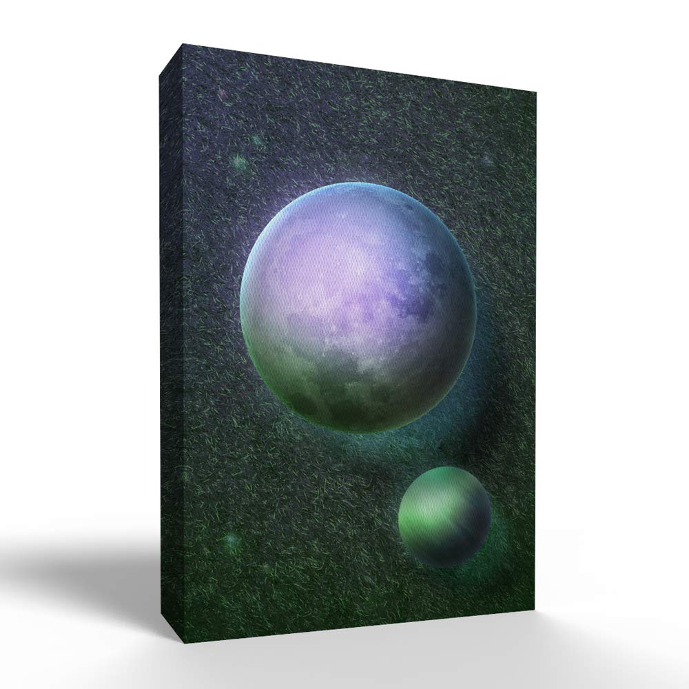 wall26 - Canvas Wall Art - Galaxy Colorful Super Big Red Moon for ...