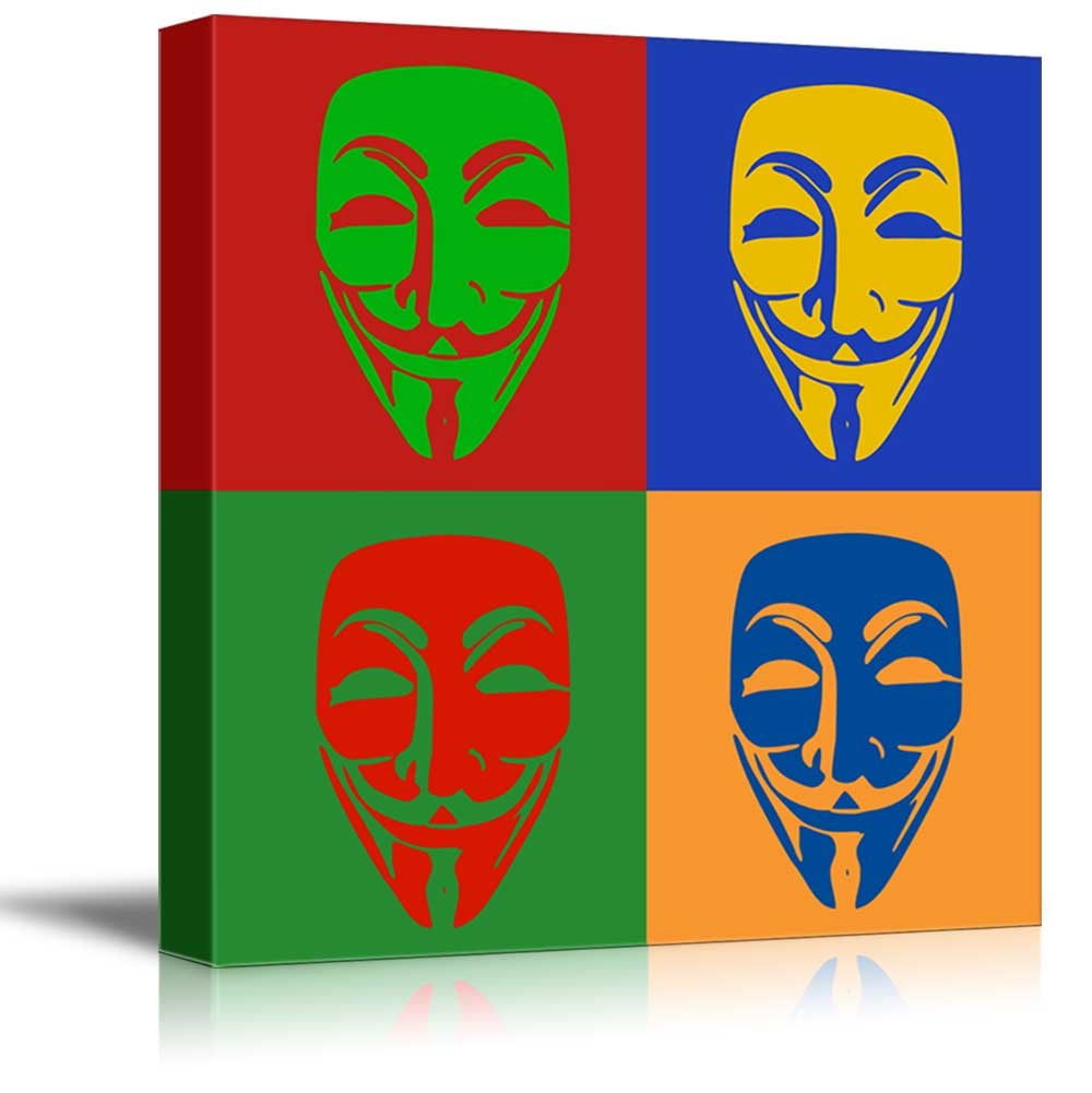 wall26 - Canvas Wall Art - Multi-Color Pop Art with Anonymous Mask ...