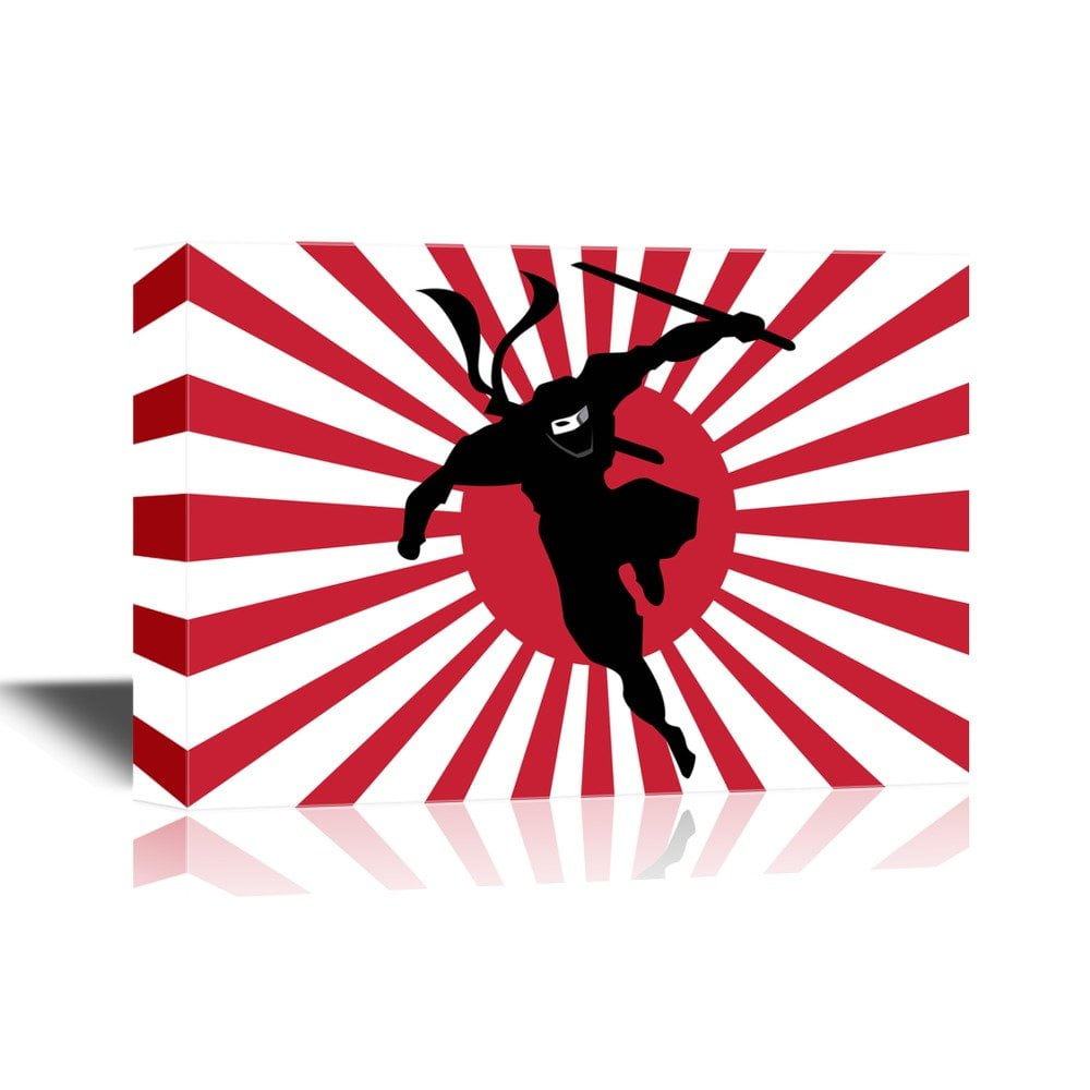 wall26 - Canvas Wall Art - Ninja Dashing from Japanese Flag Like ...