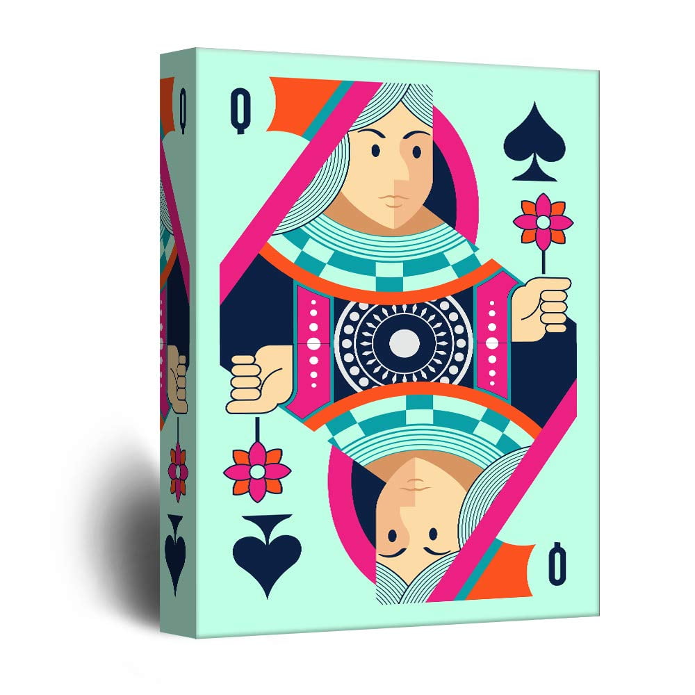 wall26 - Canvas Wall Art - Playing Poker Card Design - Queen of Spades ...