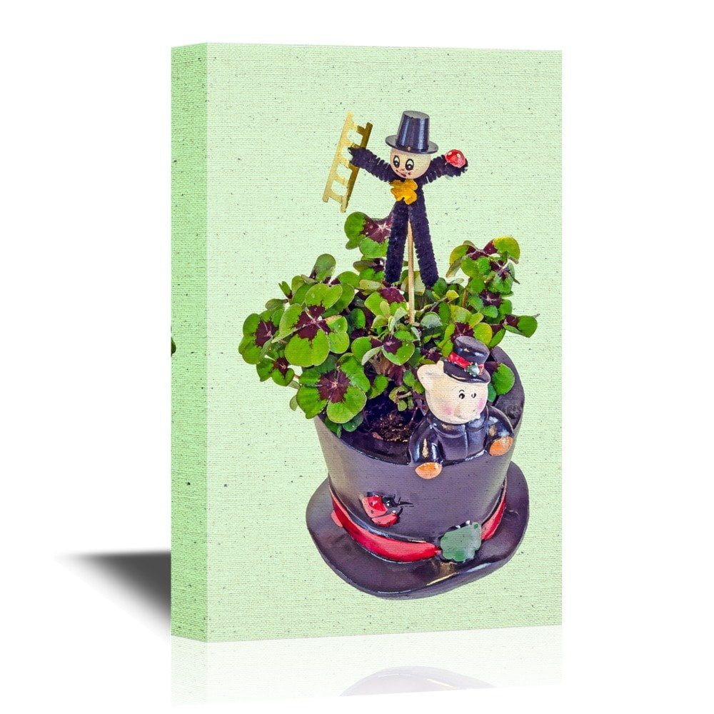 wall26 - Canvas Wall Art - Pot of Clovers - Gallery Wrap Modern Home ...