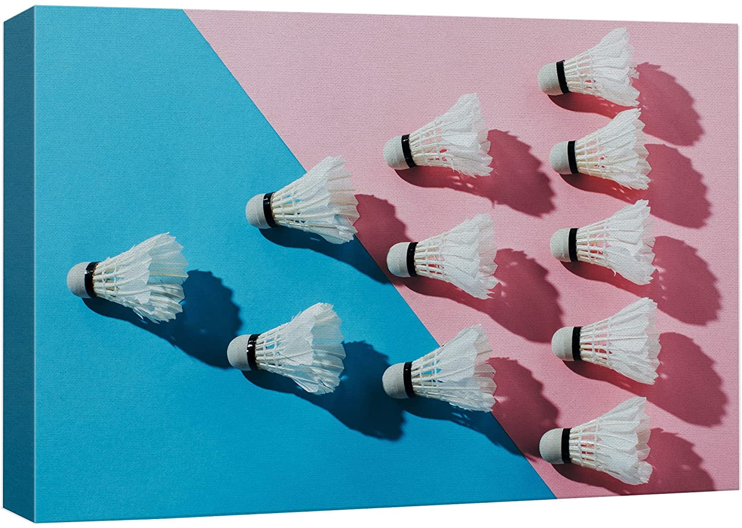 wall26 Canvas Wall Art Print Set Badminton Shuttlecock on Blue & Pink ...