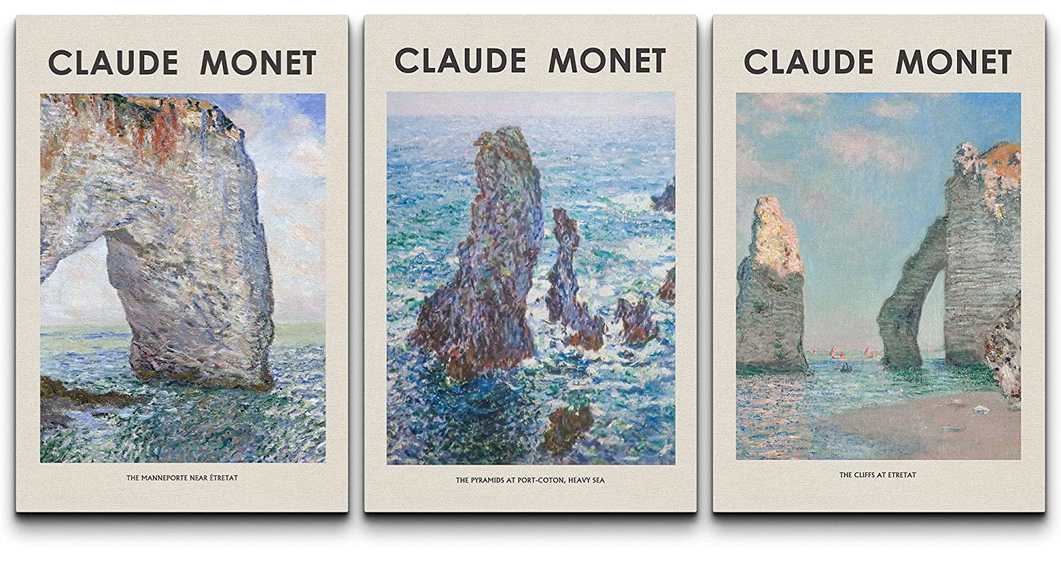 wall26 Canvas Wall Art Print Set Beach Ocean Cliffs in France by Claude ...