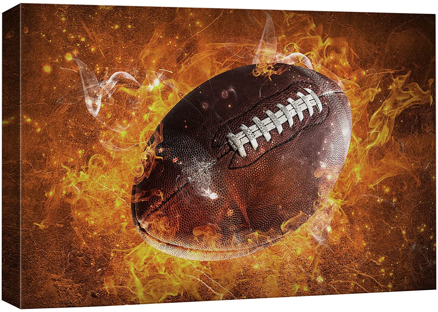 wall26 Canvas Wall Art Print Set Blaze Fire Explosion Football Close Up ...