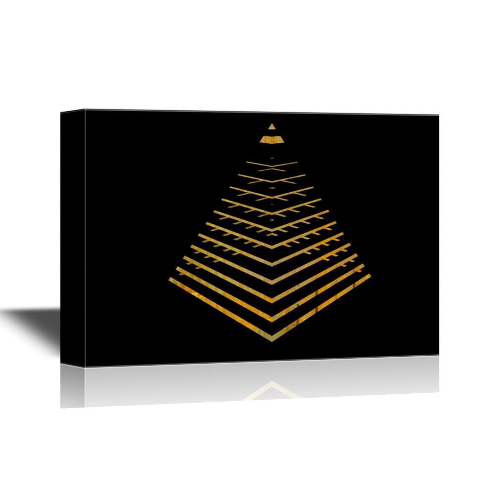 wall26 - Canvas Wall Art - Pyramid Structure in Gold - Gallery Wrap ...