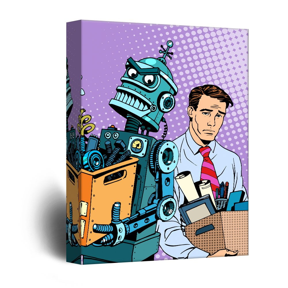 wall26 - Canvas Wall Art - Robot Takeover Propaganda Comic Illustration ...