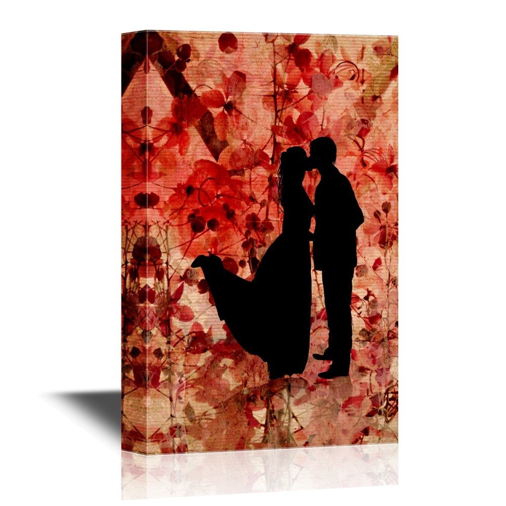 wall26 - Canvas Wall Art - Romantic Couples Silhouettes - Gallery Wrap ...