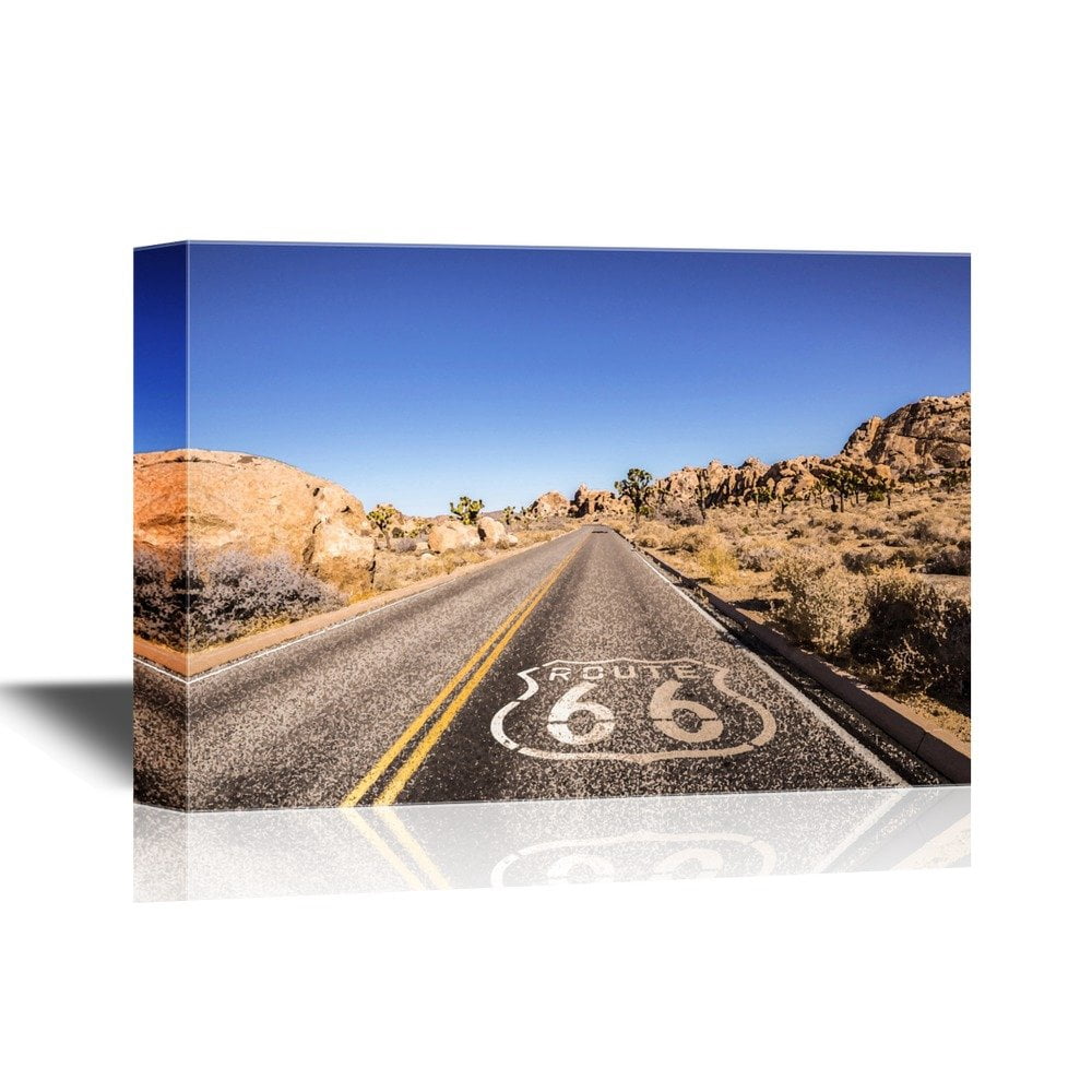 wall26 - Canvas Wall Art - Route 66 with Blue Sky - Gallery Wrap Modern ...