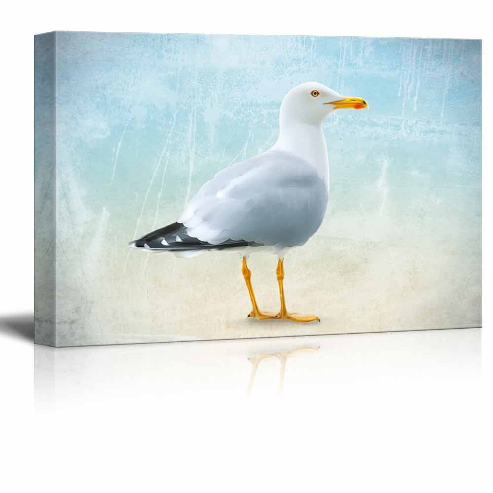 wall26 - Canvas Wall Art - Seagull on Abstract Seascape Background ...