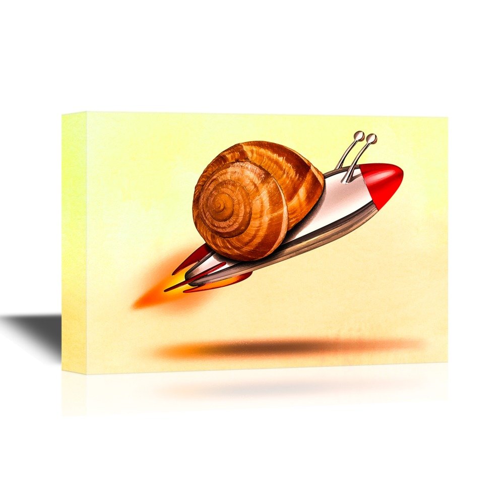 wall26 - Canvas Wall Art - Snail in Shape of a Rocket - Gallery Wrap Modern Home Art | Ready to ...