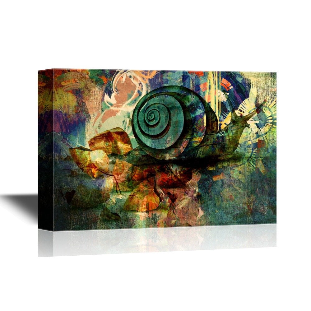 wall26 - Canvas Wall Art - Snail on Grunge Background - Gallery Wrap ...