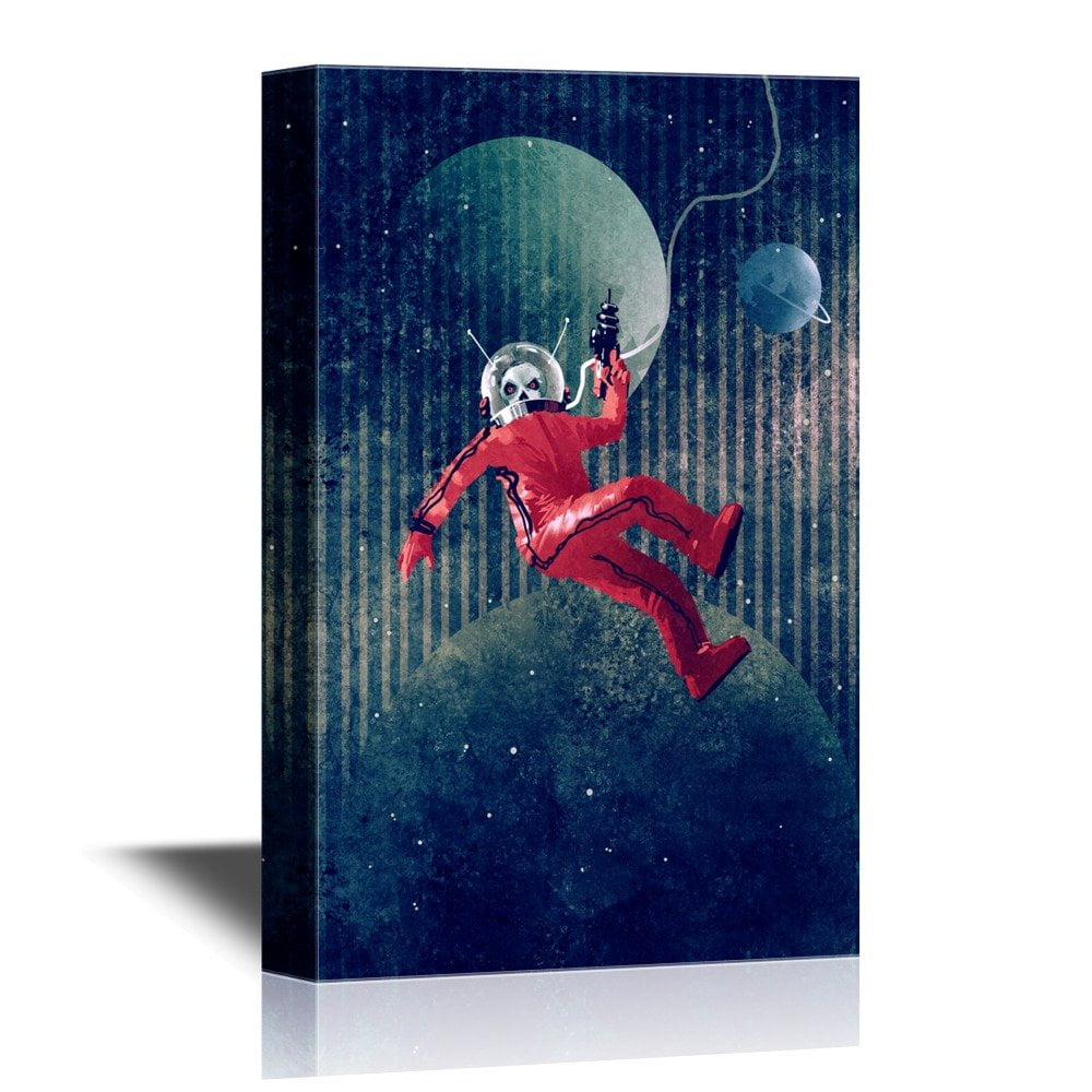 wall26 - Canvas Wall Art - Space Man,Astronaut in Red Suit Holding a ...