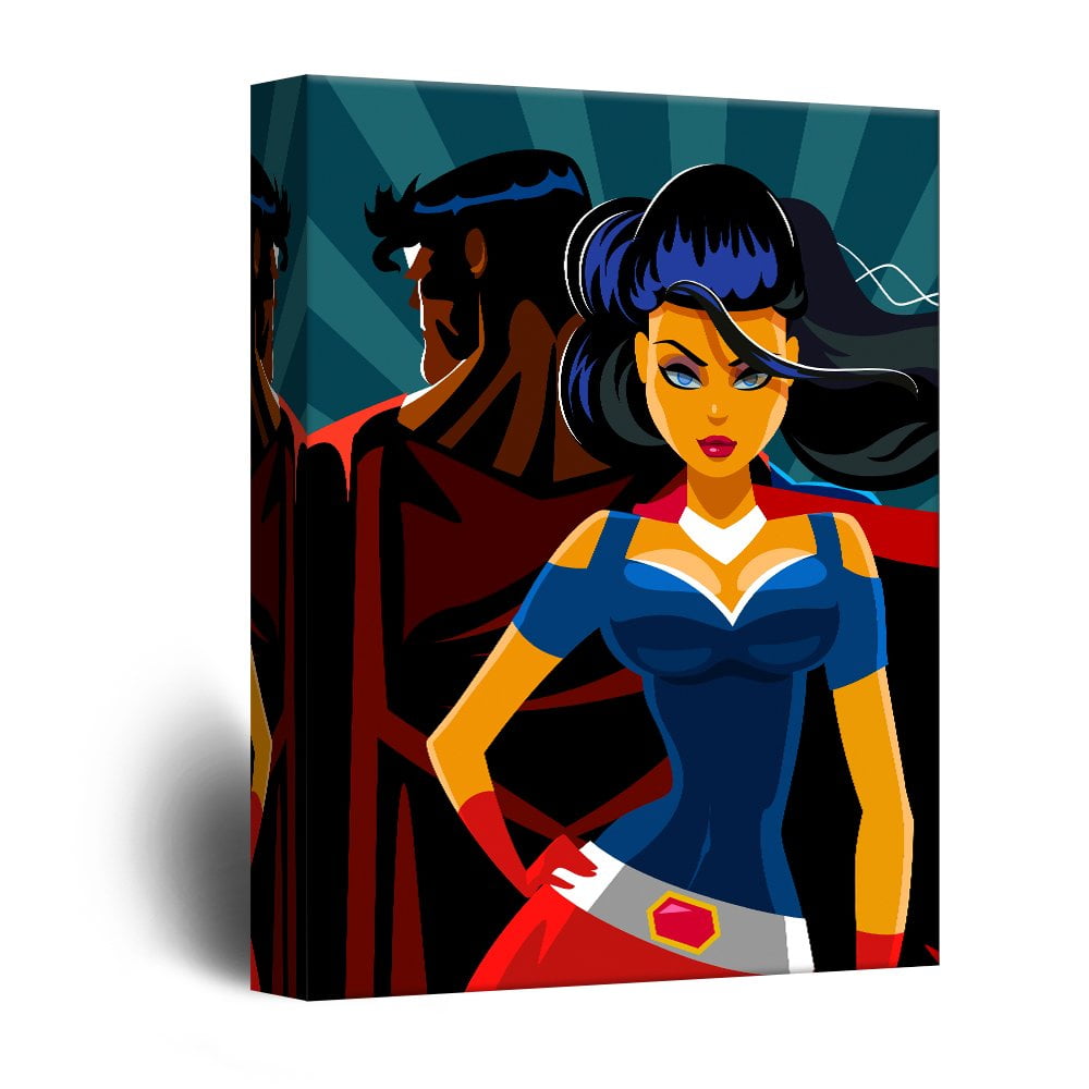 wall26 - Canvas Wall Art - Superheros Pop Art Comic Book Style ...