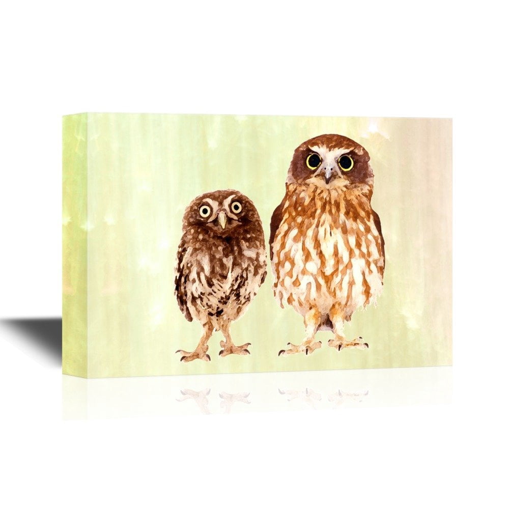 wall26 - Canvas Wall Art - Two Owls - Gallery Wrap Modern Home Art ...