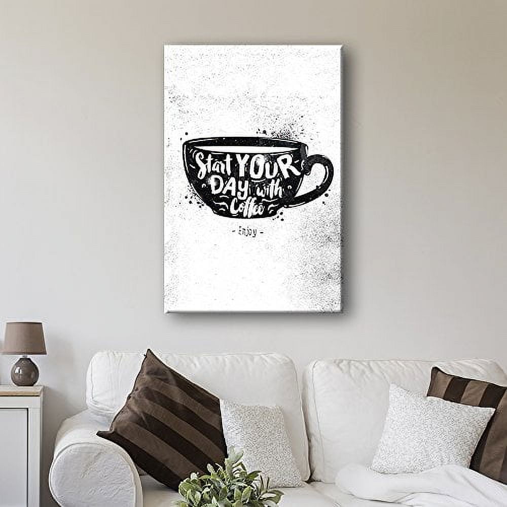 wall26 Canvas Wall Art - Vintage Style Cofee Art Start Your Day with ...