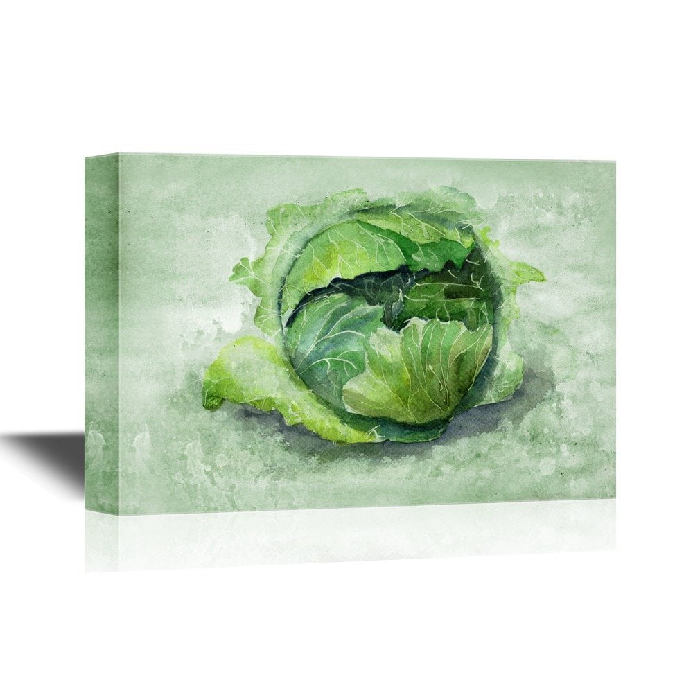 wall26 - Canvas Wall Art - Watercolor Painting of Cabbage - Gallery ...