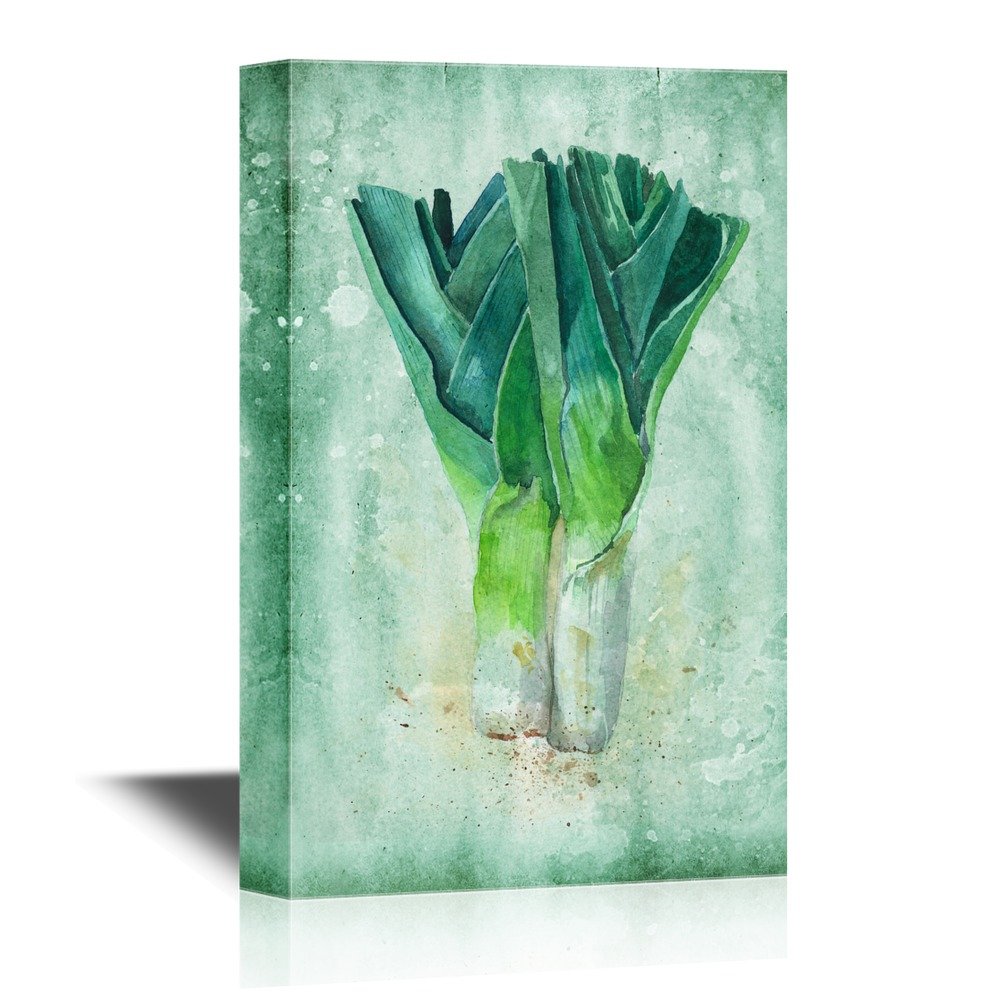 wall26 - Canvas Wall Art - Watercolor Painting of Leek - Gallery Wrap ...