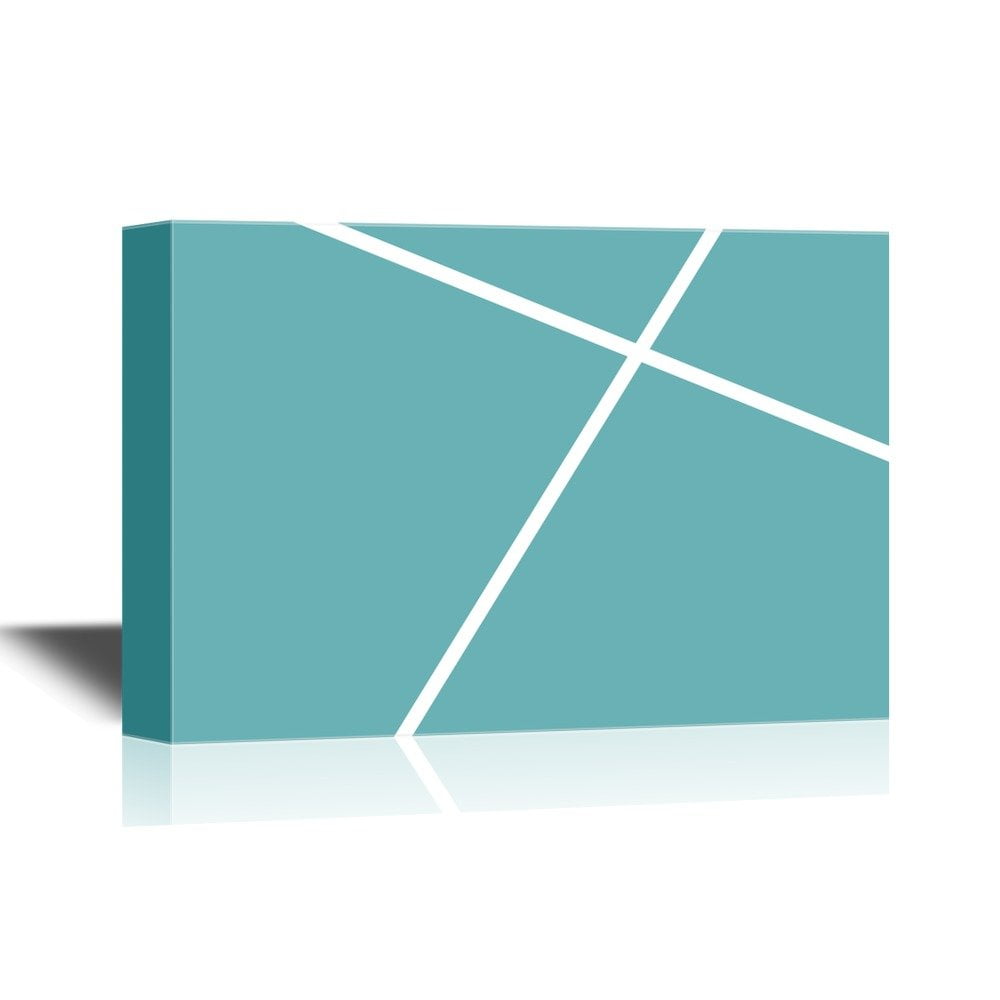 wall26 - Canvas Wall Art - White Lines on Teal Background - Gallery ...