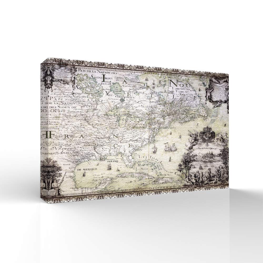 wall26 Canvas Wall Art World Maps Pictures Home Wall Decorations for ...