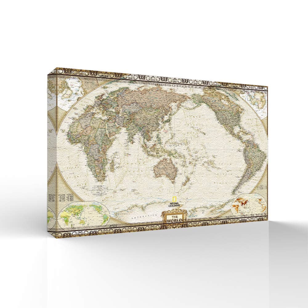 wall26 Canvas Wall Art World Maps Pictures Home Wall Decorations for ...