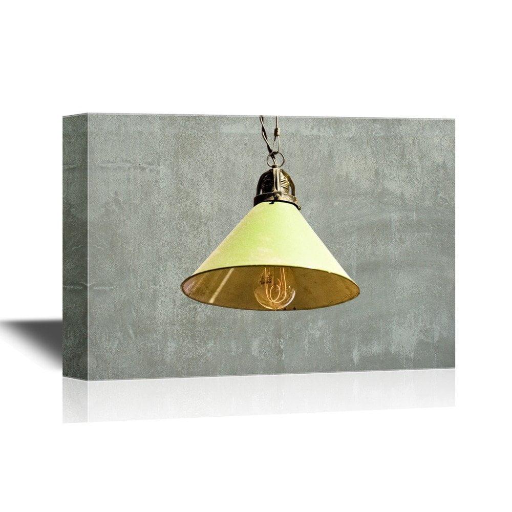 wall26 - Canvas Wall Art - Yellow Light Bulb Against Grey Background ...
