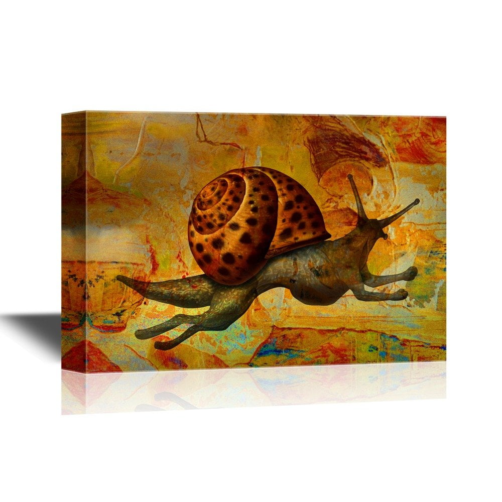 wall26 - Canvas Wall Art - an Imaginary Running Snail with Feet on ...