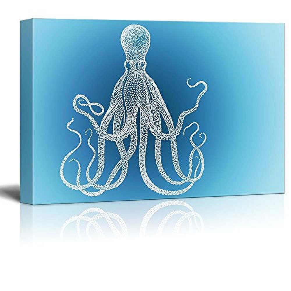 wall26 - Canvas Wll Art - Octopus on Blue Ocean Themed Background ...